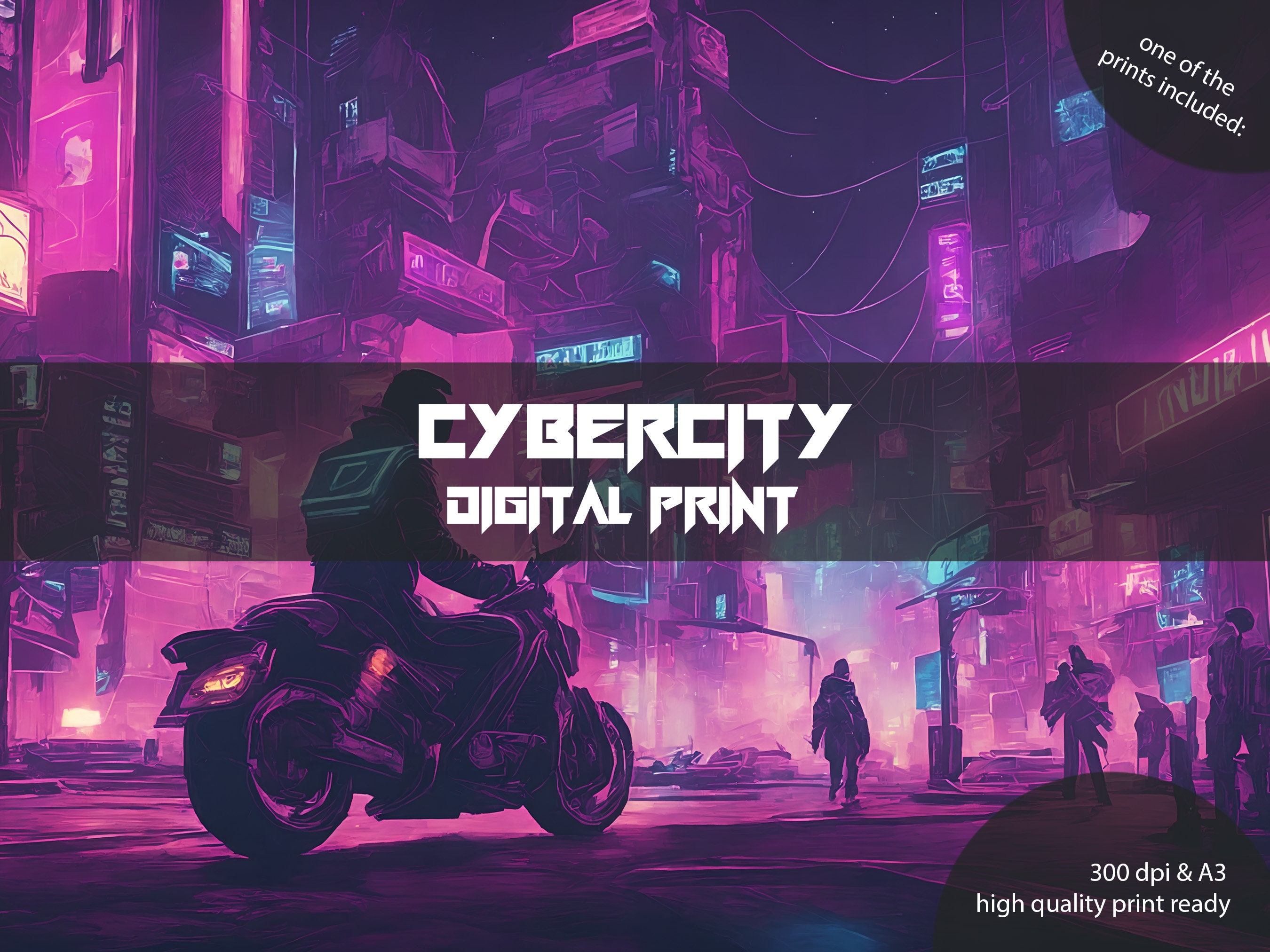 Cybercity 2 Digital Print Digital Download Print Pack Futuristic Neon ...