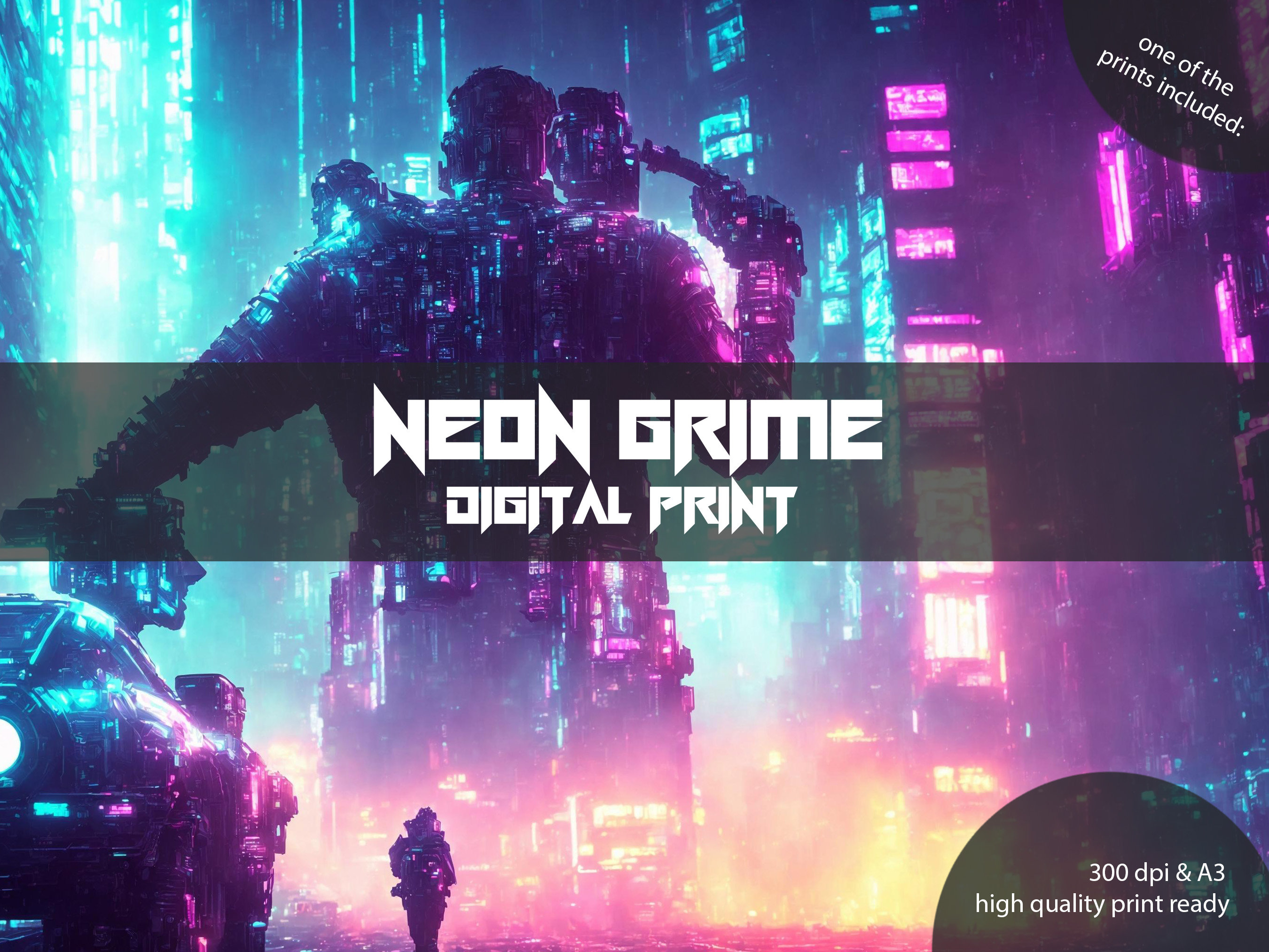 Neon Grime 2 Futuristic City Expressionist Style Digital Print Digital ...