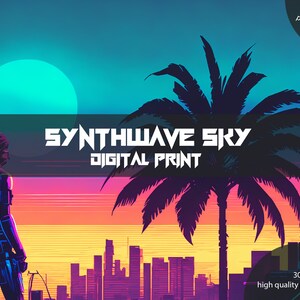 Synthwave Sky 1 Neon 80's Digital Print Digital Downloads Print Pack ...
