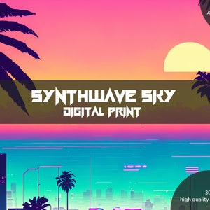 Synthwave Sky 2 Neon 80's Digital Print Digital Downloads Print Pack ...