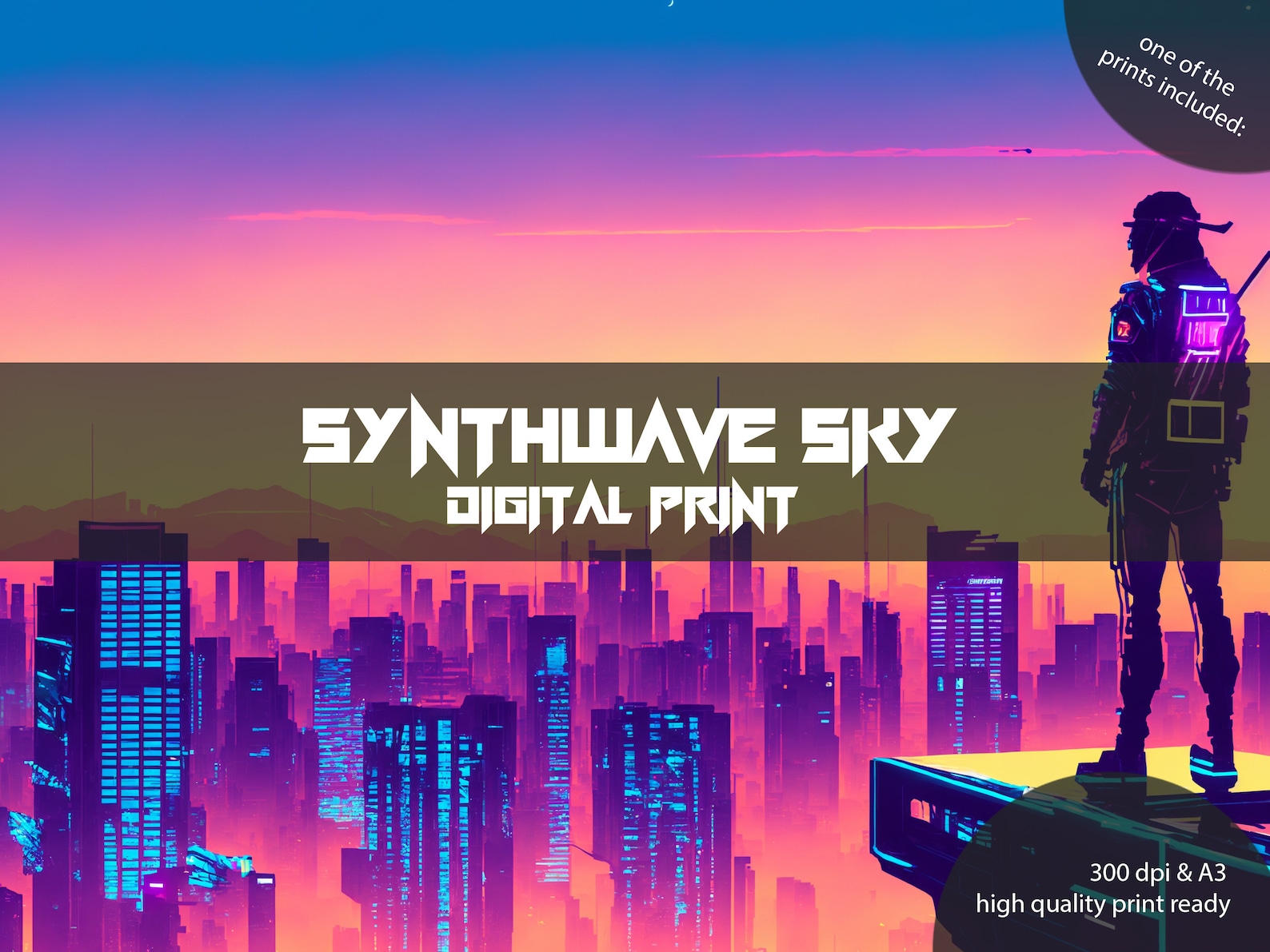Synthwave Sky 2 Neon 80's Digital Print Digital Downloads Print Pack ...