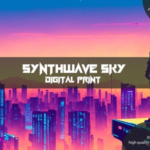 Synthwave Sky 2 Neon 80's Digital Print Digital Downloads Print Pack ...
