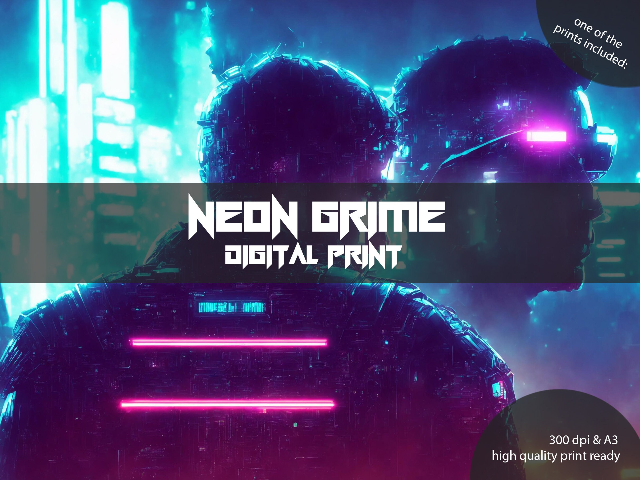 Neon Grime 2 Futuristic City Expressionist Style Digital Print Digital ...