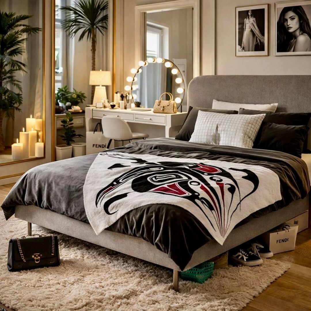 Totem Pole Velveteen Blanket: Indigenous Tribal Art Throw for Yoga - Etsy