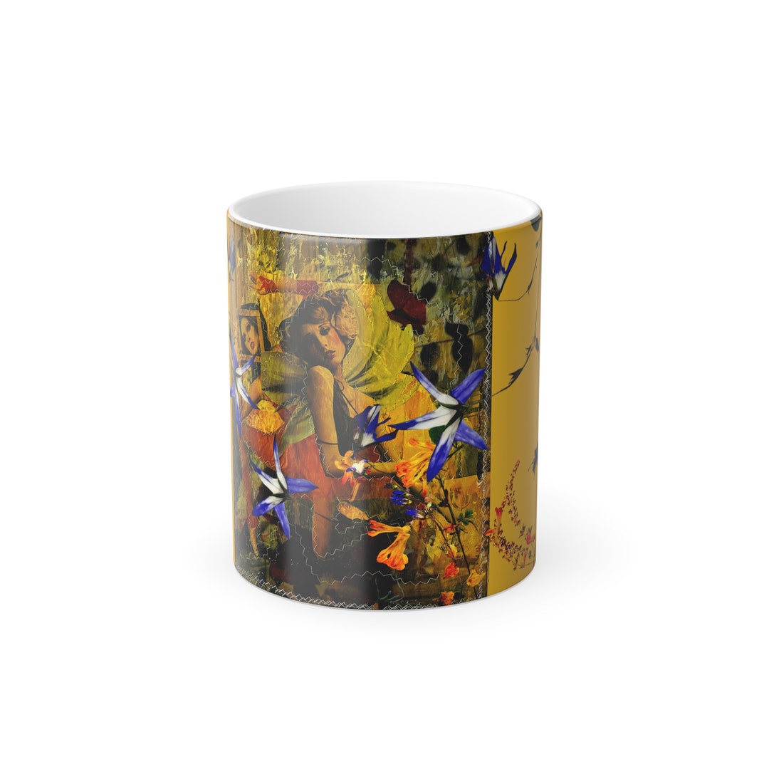 Color Morphing Flower Mug, 11oz, Colorful Dried Flowers on a Cup, Roses ...