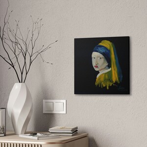 Canvas Stretched, Johannes Vermeer Girl With a Pearl Earring Inspired ...