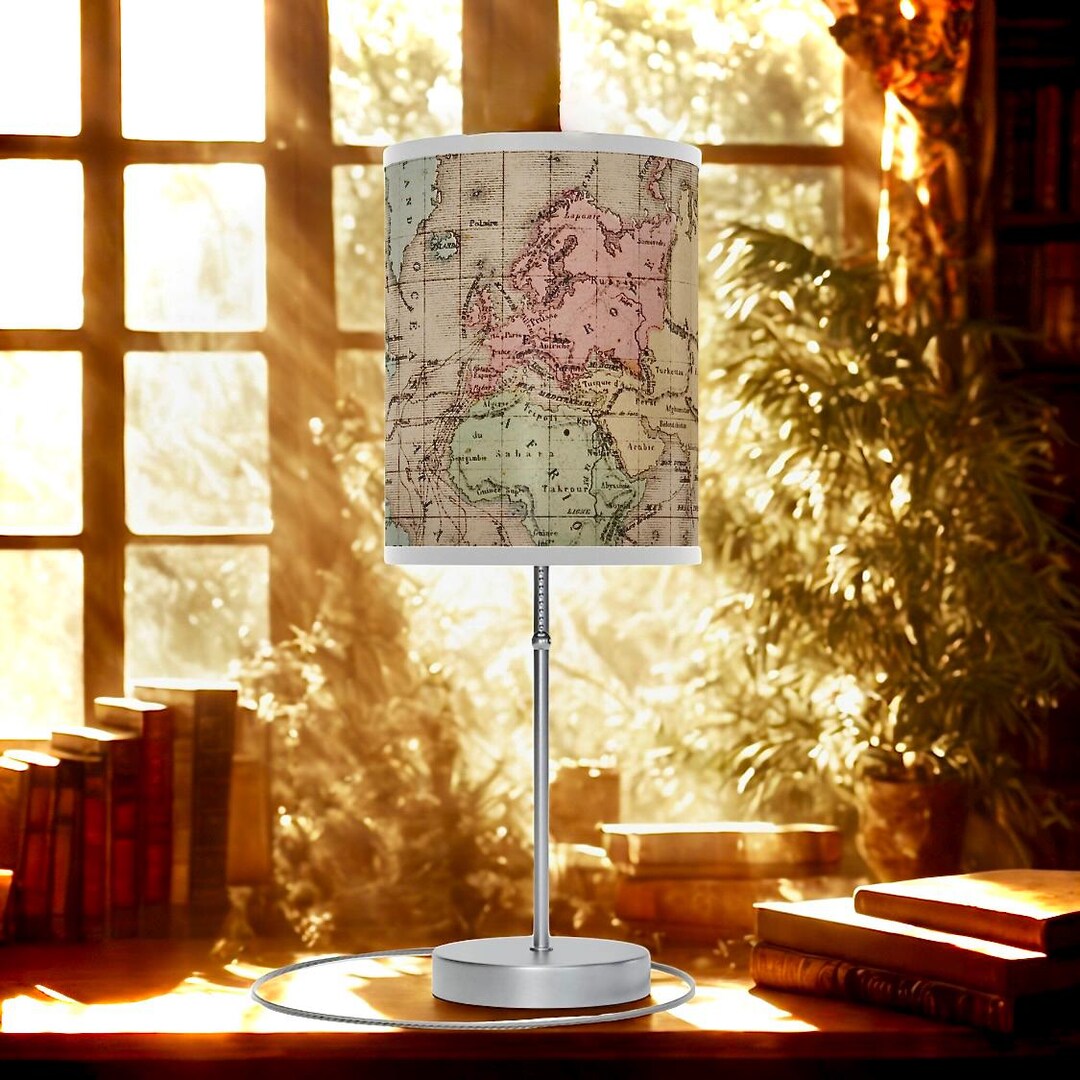 Vintage World Map Table Lamp: Travel-inspired Home Lighting - Etsy