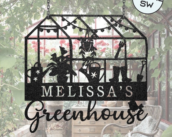 Personalized Greenhouse Metal Sign, Welcome Garden Tin Sign, She Shed ...