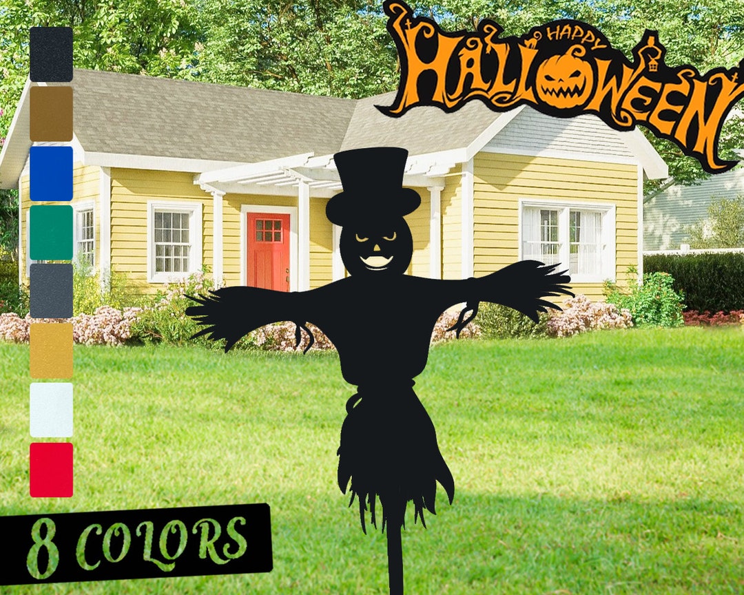 Metal Scarecrow for Halloween Yard Decor, Scarecrow Yard Stakes, Creepy ...