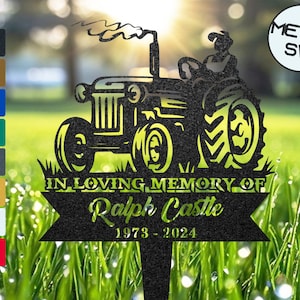 Custom Tractor Memorial Plaque Stake, Personalized Farmer Tractor Garve ...