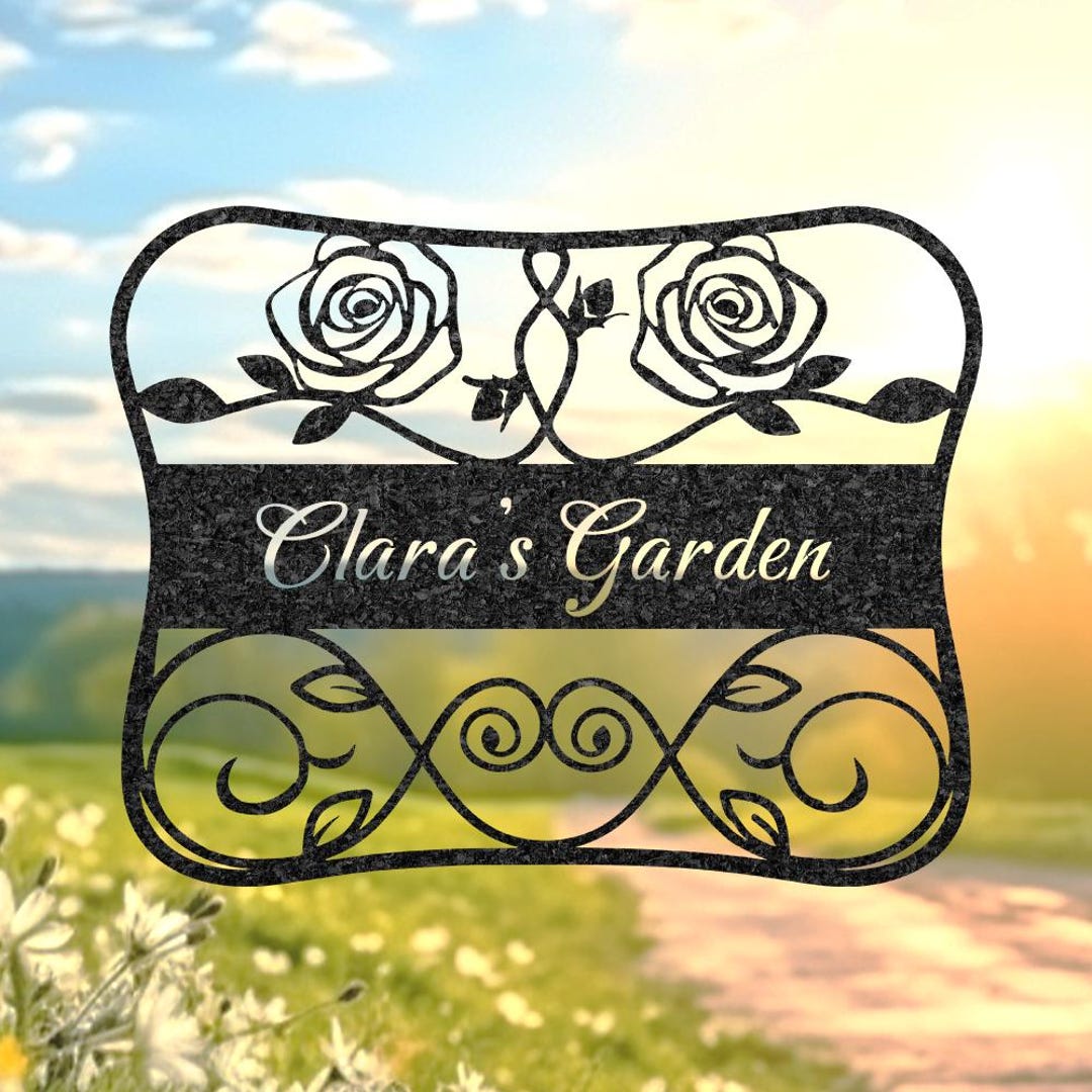 Personalized Rose Garden Sign, Custom Metal Hanging Garden Sign ...