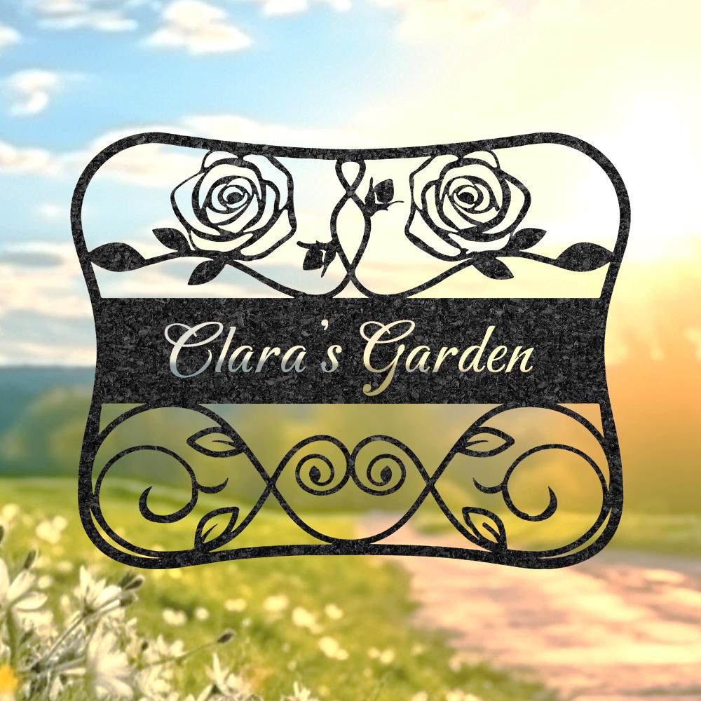 Personalized Rose Garden Sign, Custom Metal Hanging Garden Sign ...