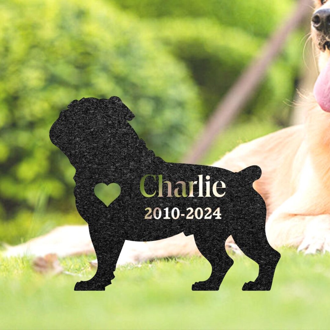 Custom Bulldog Memorial Stake, Pet Grave Marker, Metal Dog Sign for ...