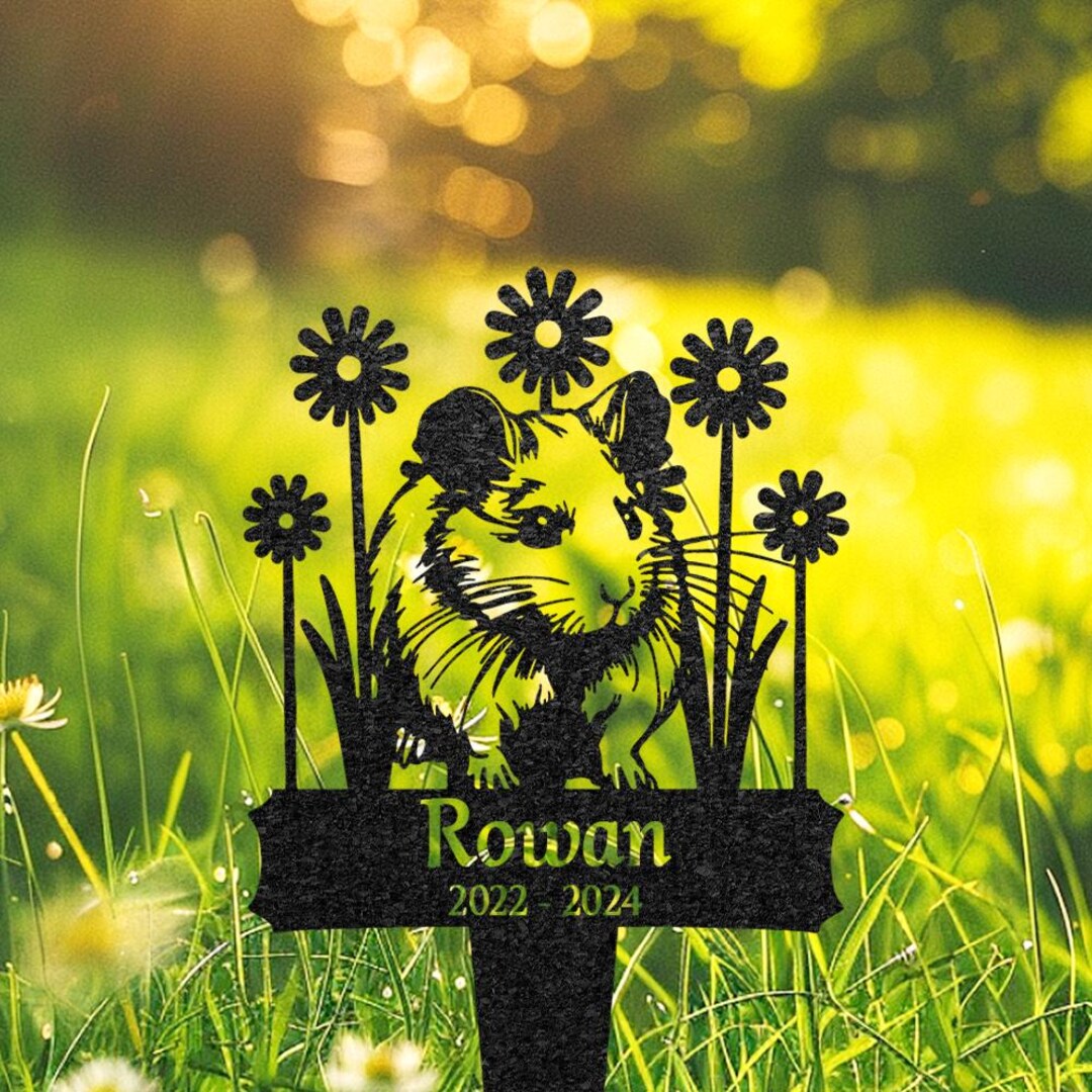 Personalized Hamster Memorial Stake, Hamster Grave Marker With Flowers ...