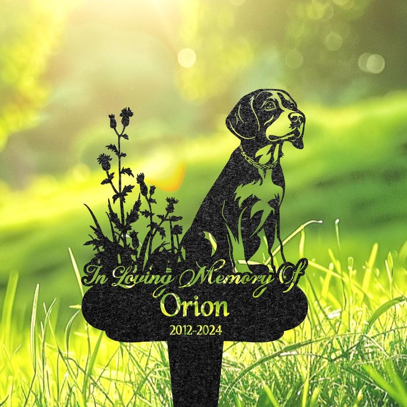 Personalized Beagle Dog Grave Marker, Custom Dog Memorial Metal Garden ...