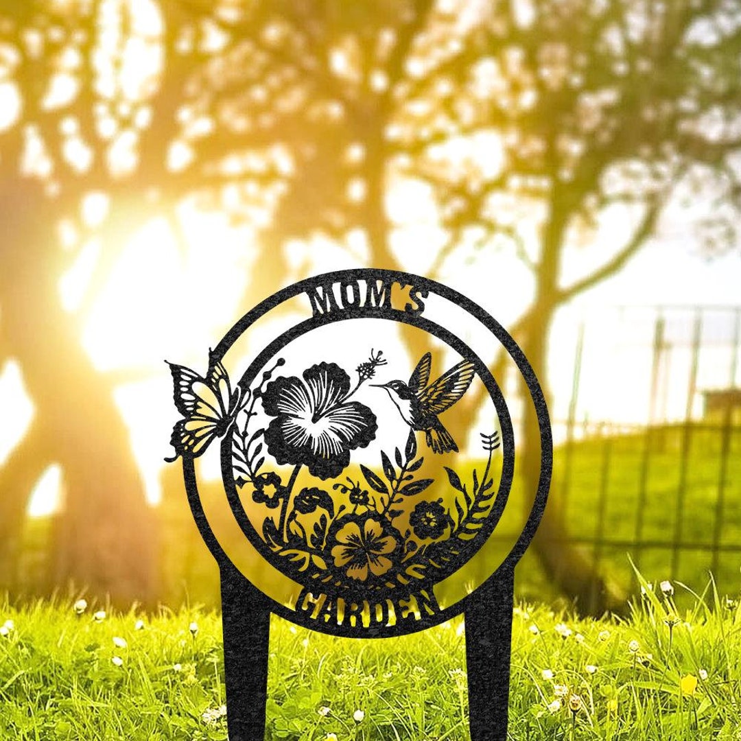 Personalized Hummingbird Garden Stake, Custom Name Grave Marker ...