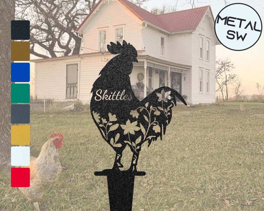 Custom Chicken Metal Stake, Chicken Coop Decor, Farm Stake, Metal Farm ...