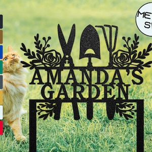 Garden Tools Sign Custom Garden Sign Personalized Garden Name Sign ...