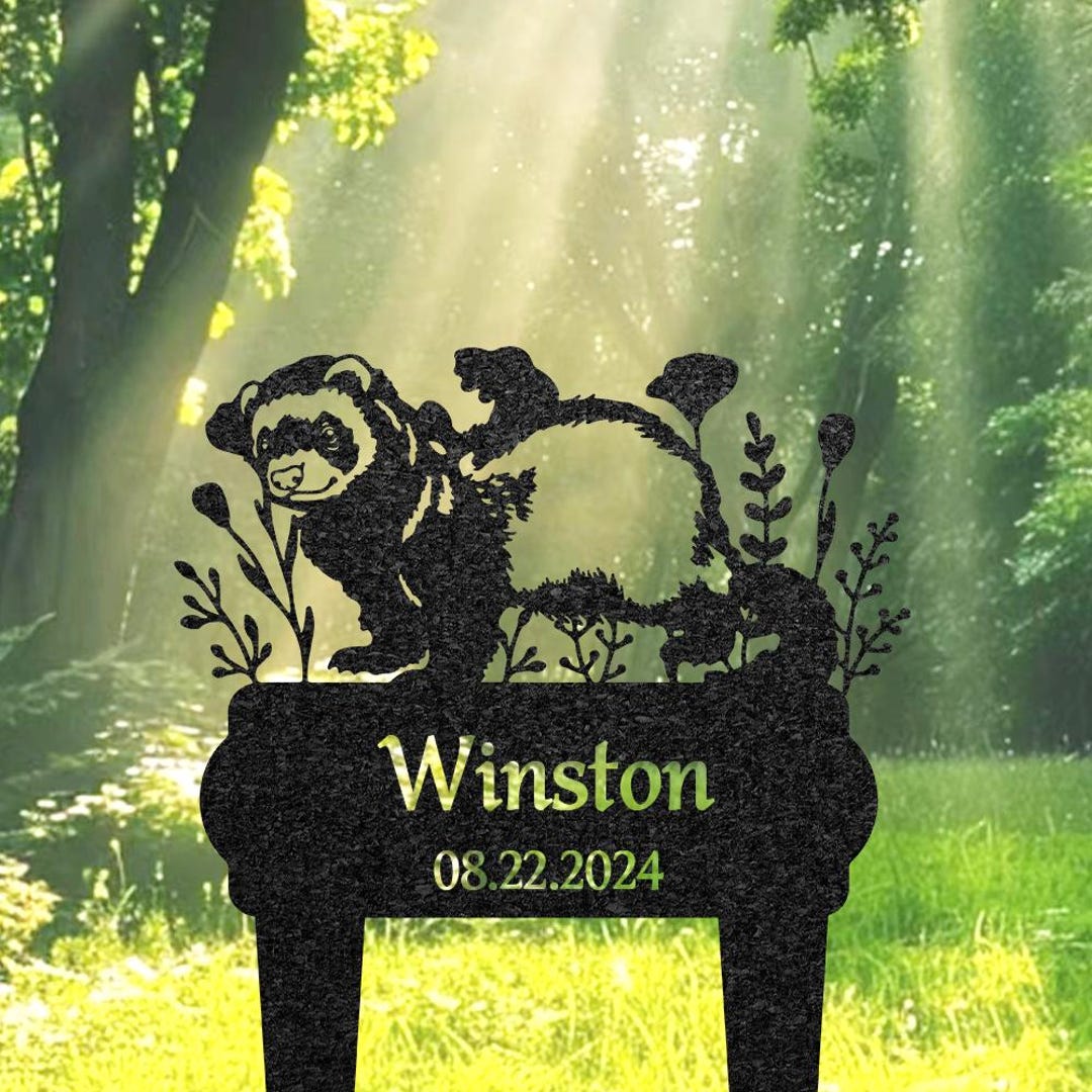 Personalized Ferret Grave Marker, Custom Pet Memorial Metal Garden Sign ...