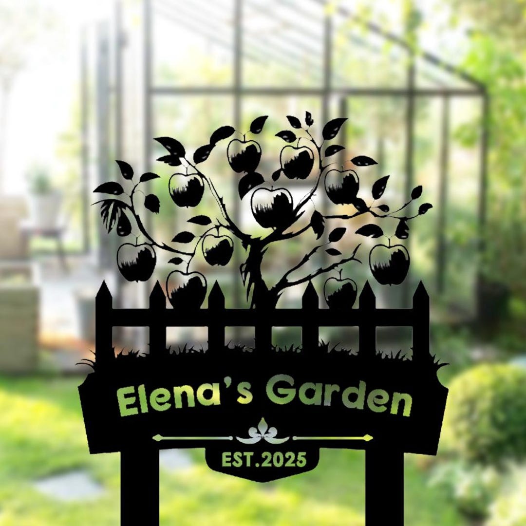 Custom Apple Tree Metal Stake, Personalized Apple Garden Decor, Orchard ...