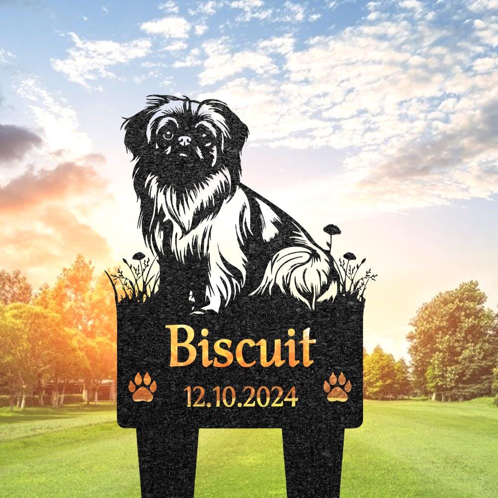 Pekingese Dog Memorial Burial Stake, Custom Dog Metal Stake, Pet Grave ...