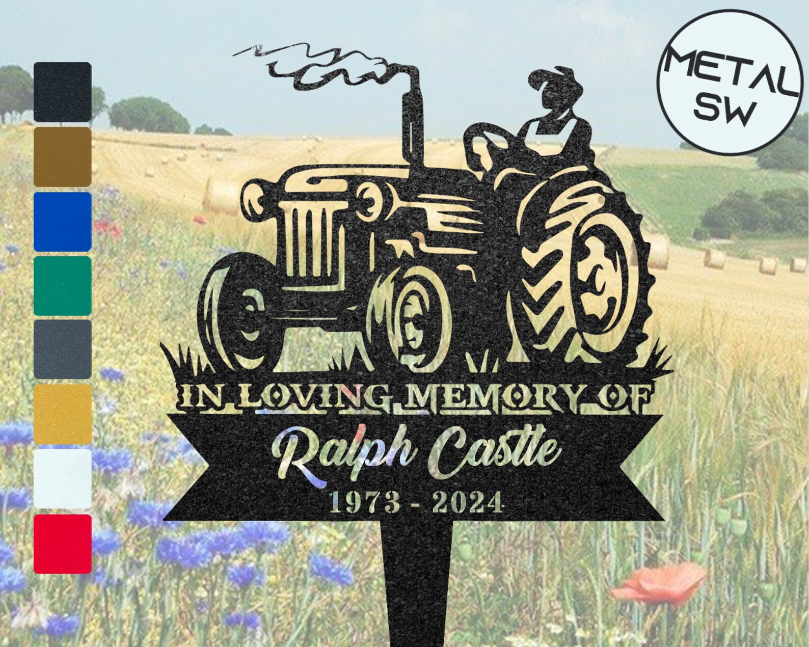 Custom Tractor Memorial Plaque Stake, Personalized Farmer Tractor Garve ...