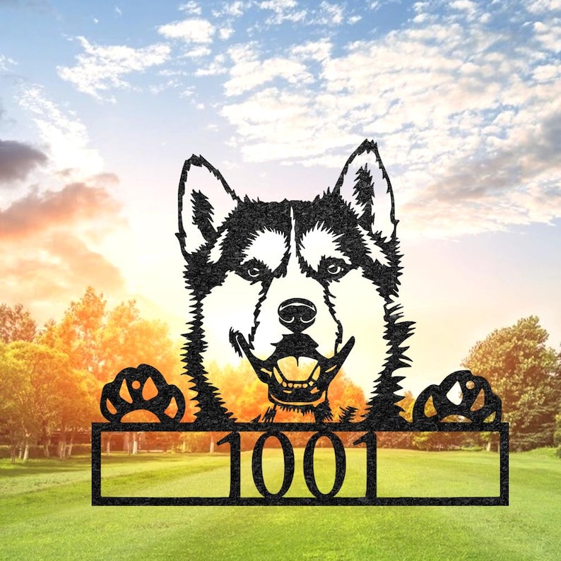 Custom Siberian Husky Metal House Address Sign, Husky Lover Gift ...