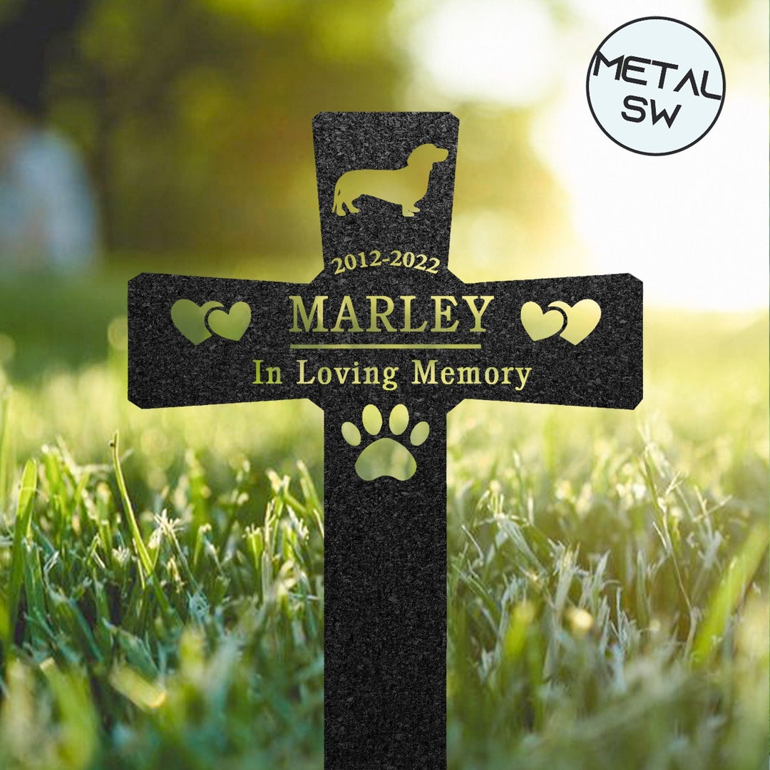 Dachshund Grave Marker, Custom Metal Dog Cross, Pet Memorial, Pet Loss ...