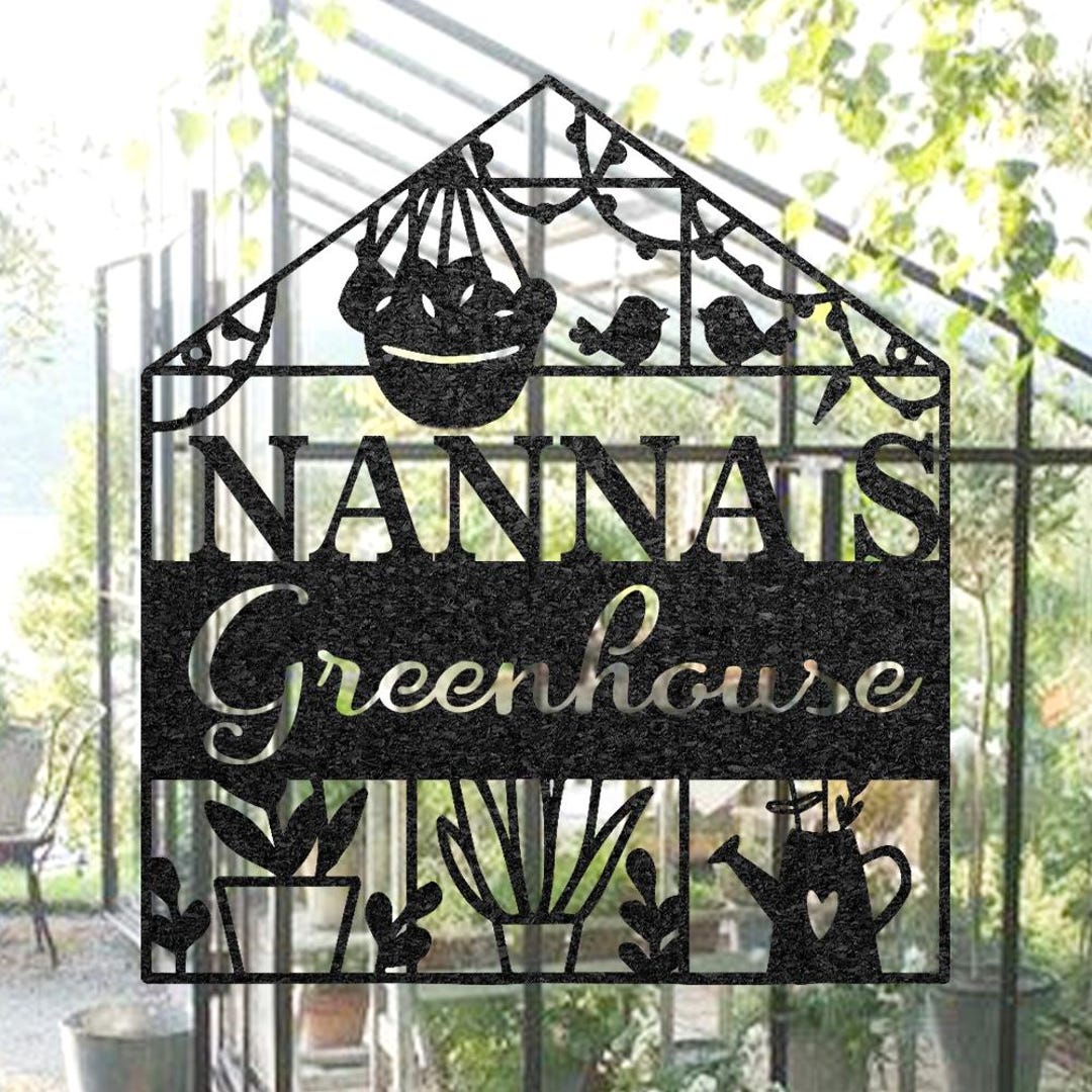 Custom Metal Greenhouse Sign, Personalized Hanging Garden Sign ...