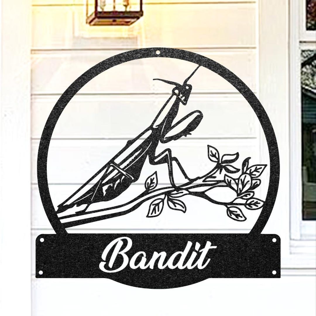 Custom Praying Mantis Wall Art, Personalized Praying Mantis Name Sign ...