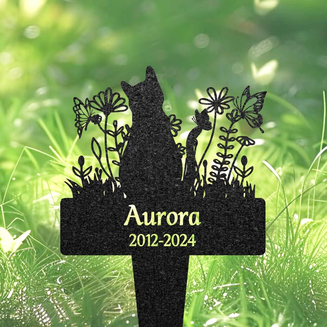 Personalized Cat Memorial Stake, Custom Cat Grave Marker, Metal Garden ...