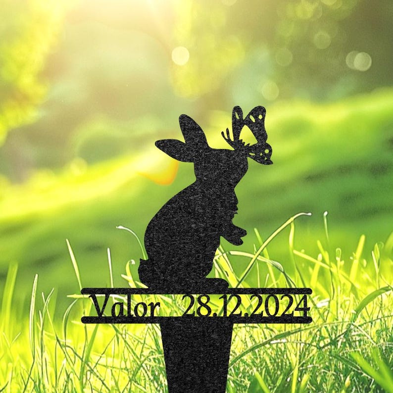 Personalized Rabbit Grave Marker, Custom Bunny Memorial Metal Garden ...