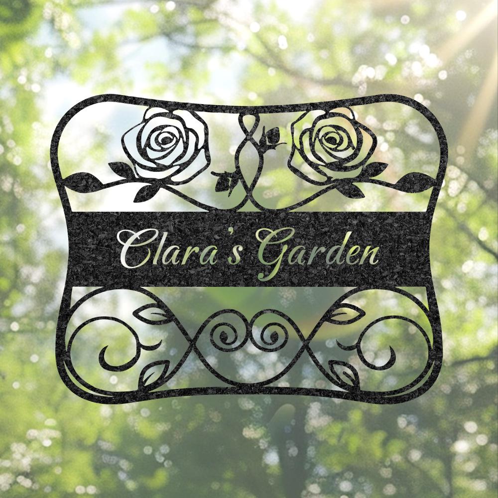 Personalized Rose Garden Sign, Custom Metal Hanging Garden Sign ...
