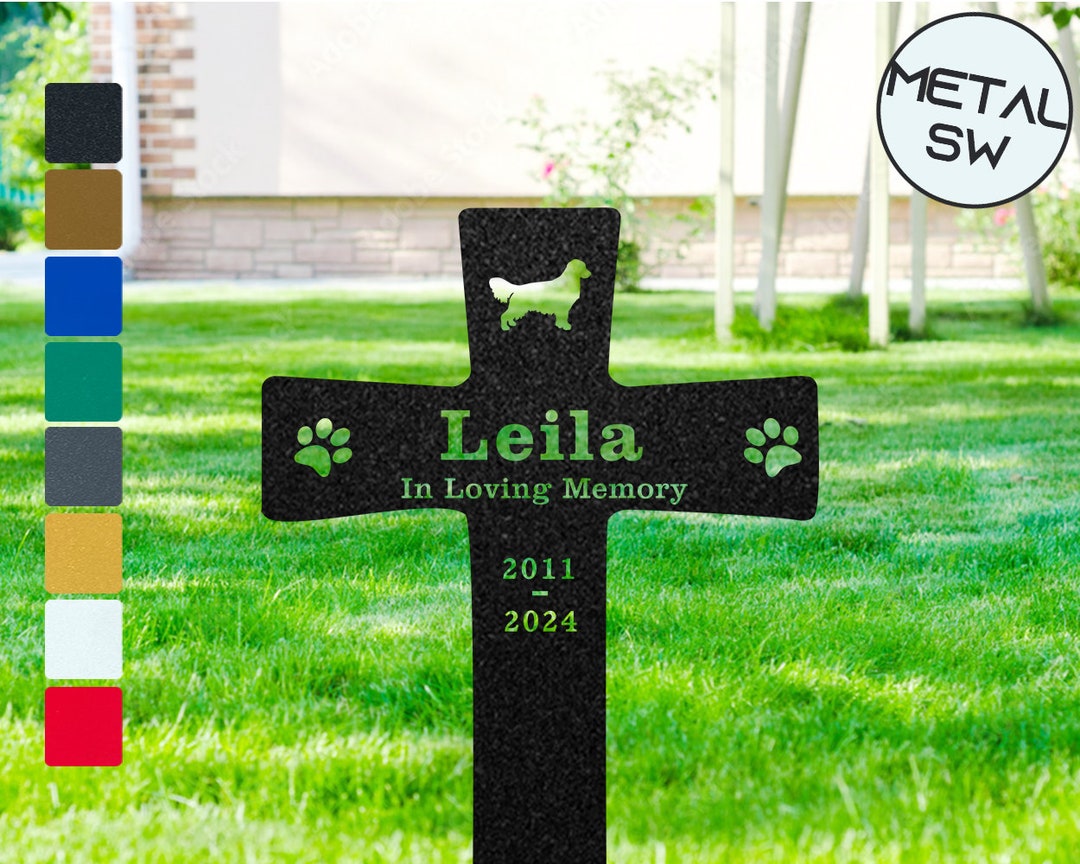 Golden Retriever Metal Grave Marker Cross Personalized Remembrance ...