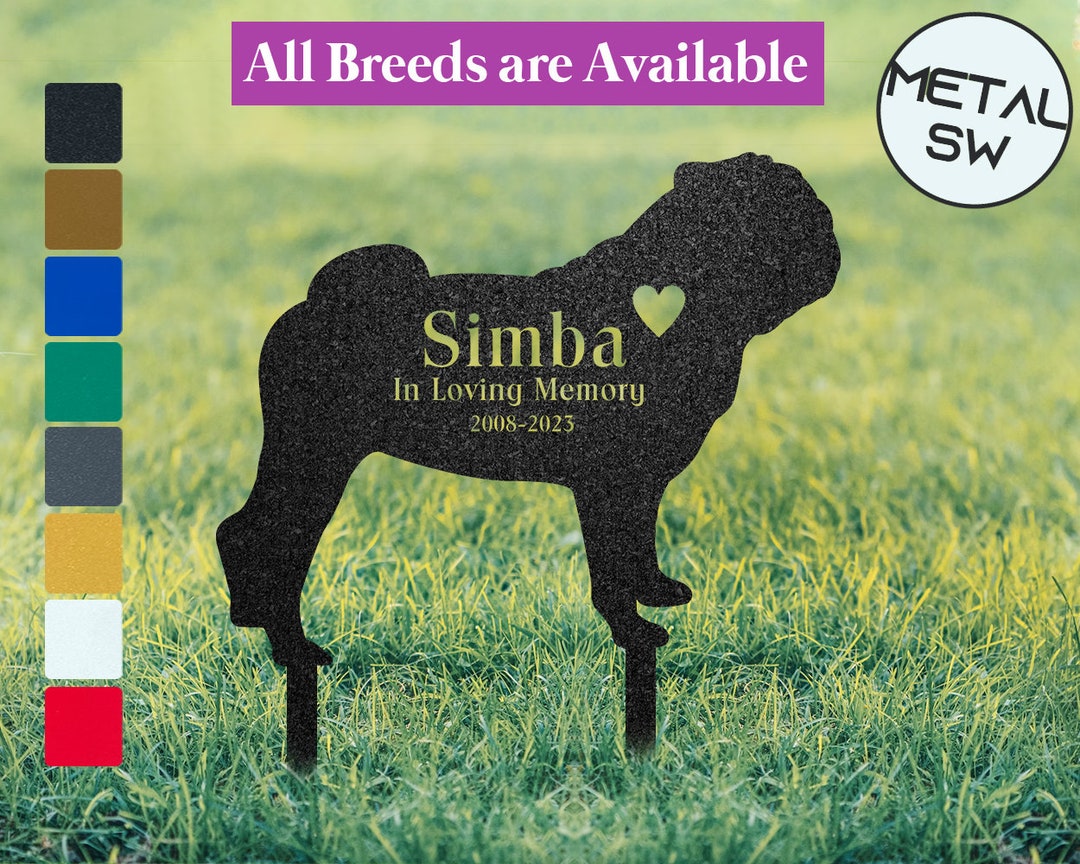 Metal Pug Grave Marker Bouledogue Pug Yard/lawn Decor Pug Memorial Gift ...