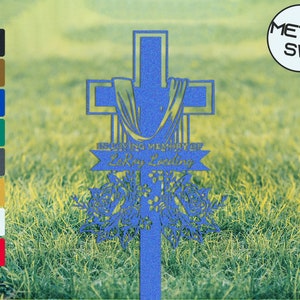 Personalized Grave Marker Cross Sign Plaque in Loving Memory of Our ...