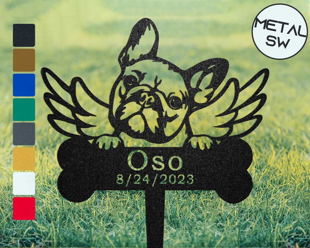 Personalized Metal French Bulldog Memorial Plaque Burial Stake, Pet ...