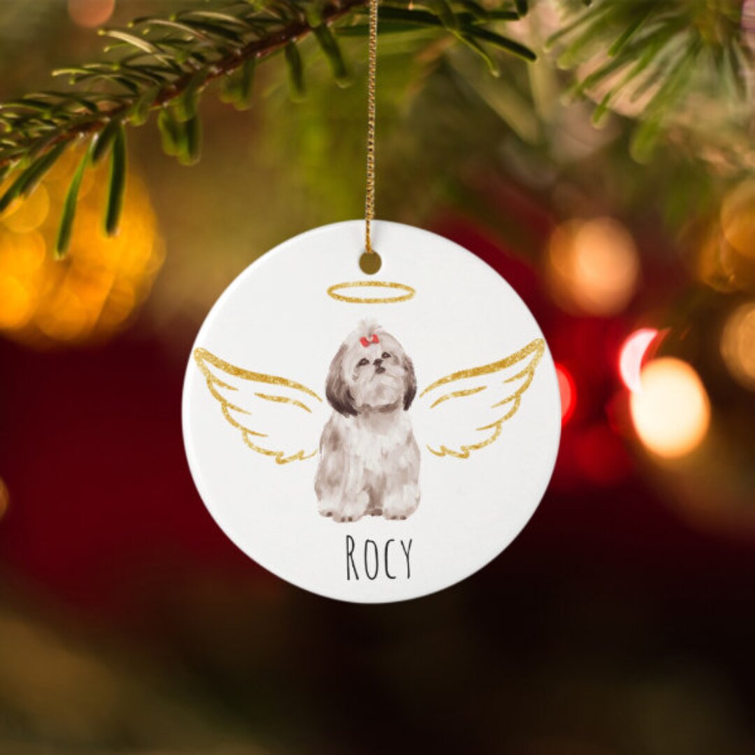 Personalized Shih Tzu Name With Angle Wings Ornaments, Shih Tzu ...