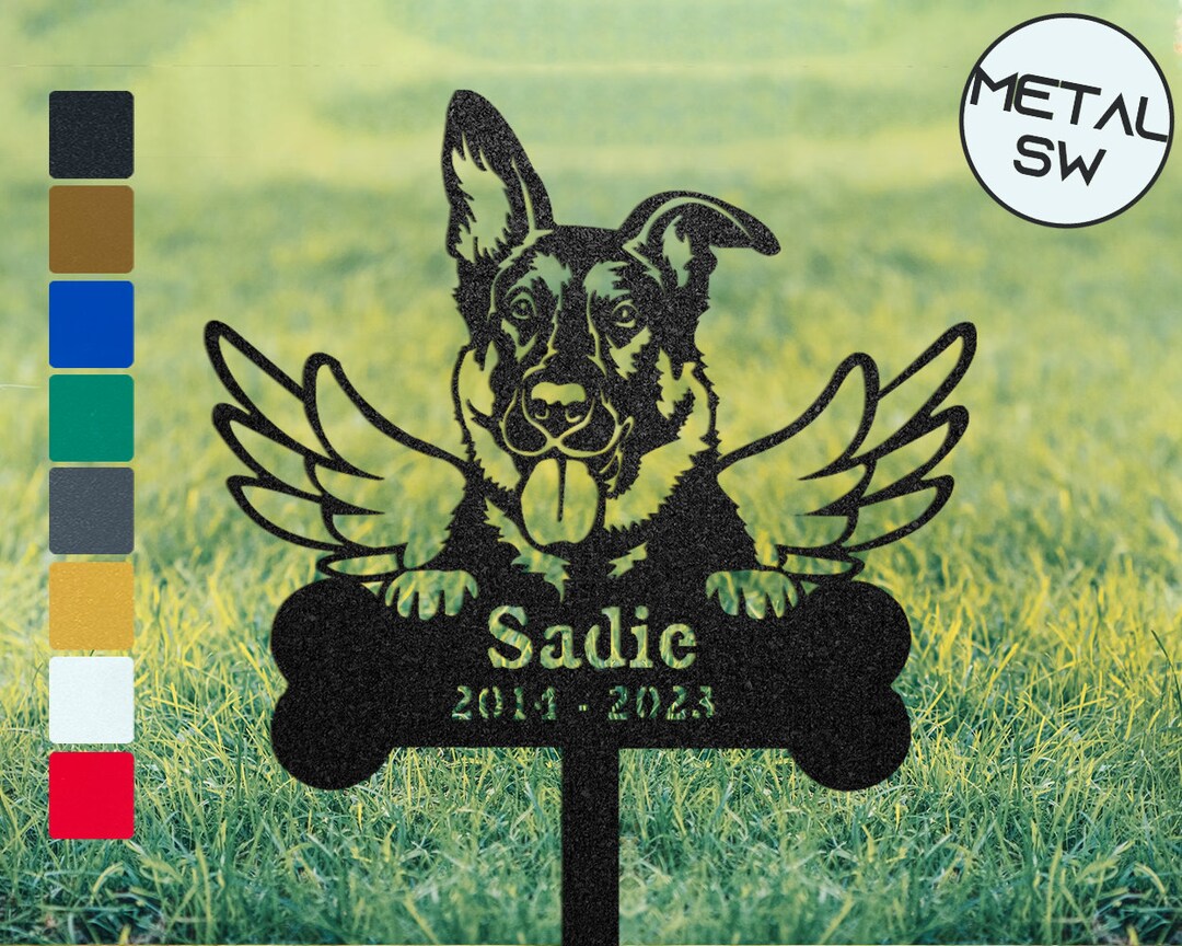 Metal German Shepherd Memorial Sign Stakes, Alsatian Shepherd Grave ...