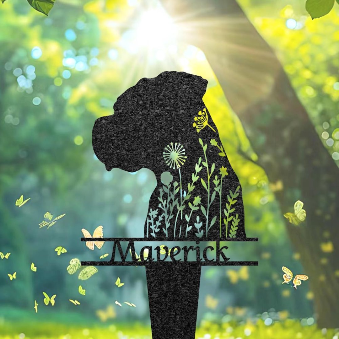 Personalized Boxer Dog Grave Marker, Custom Dog Memorial Garden Stake ...