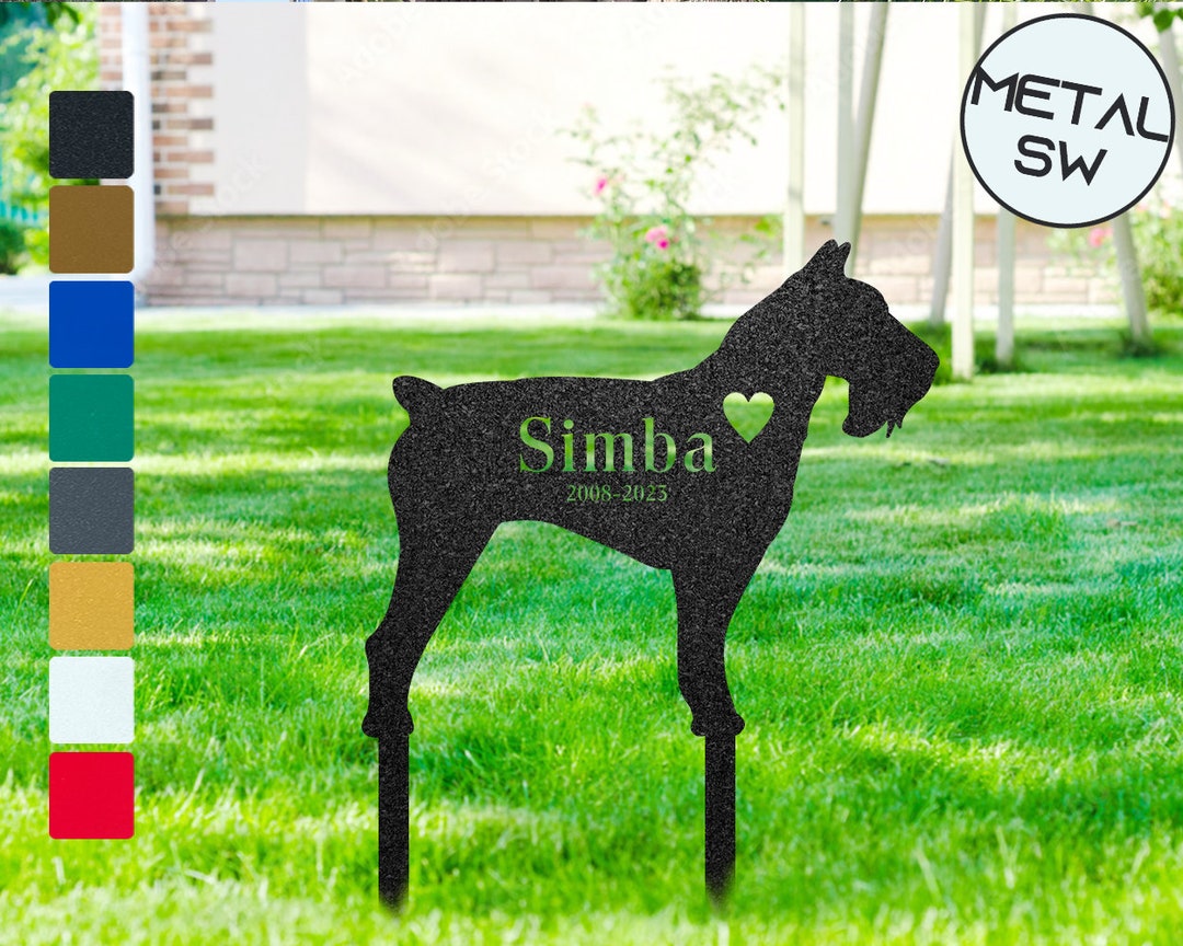 Metal Schnauzer Dog Memorial Stakes, Schnauzer Dog Grave Marker Garden ...