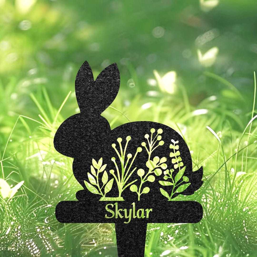 Personalized Rabbit Grave Marker, Custom Rabbit Memorial Metal Garden ...