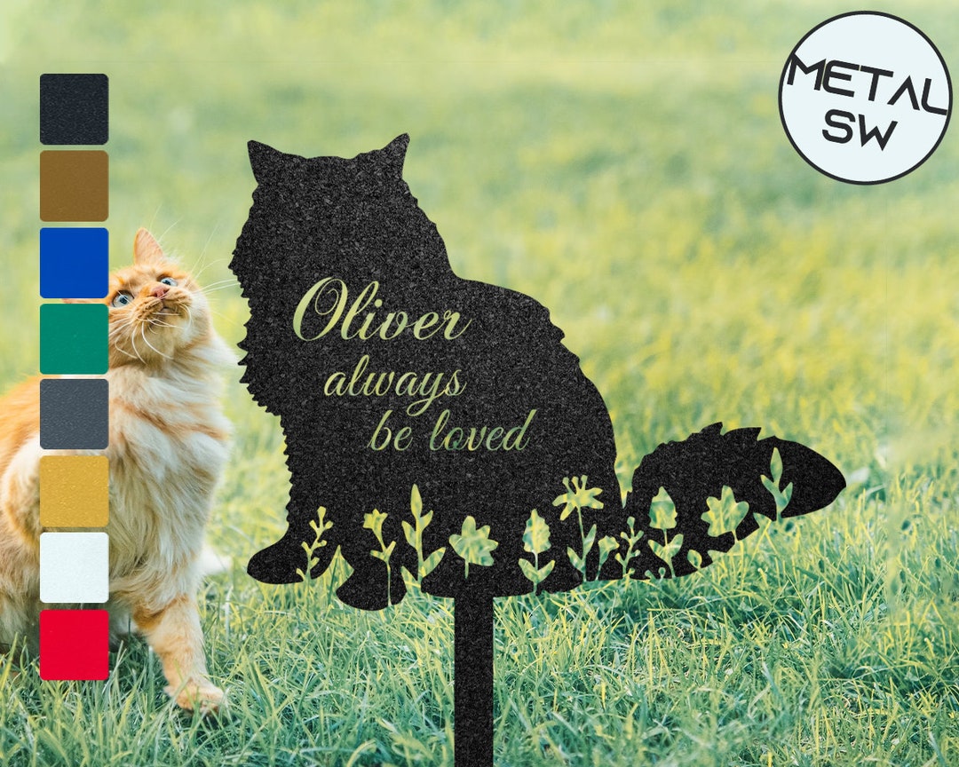 Personalized Cat Grave Markers, Fluffy Cat Memorial Stake, Metal Stake ...