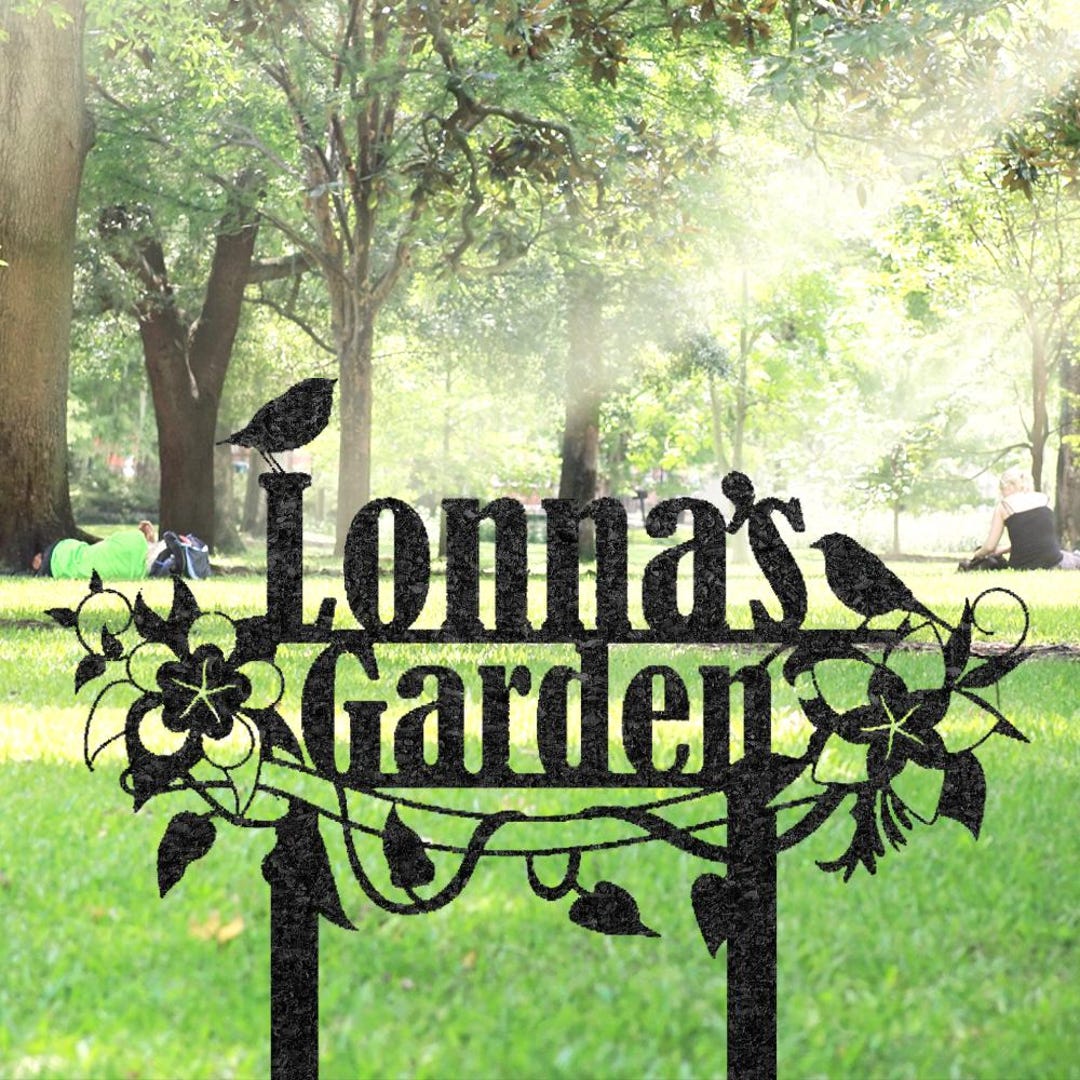 Custom Bird Metal Garden Decor, Personalized Flower Sign With Stake ...