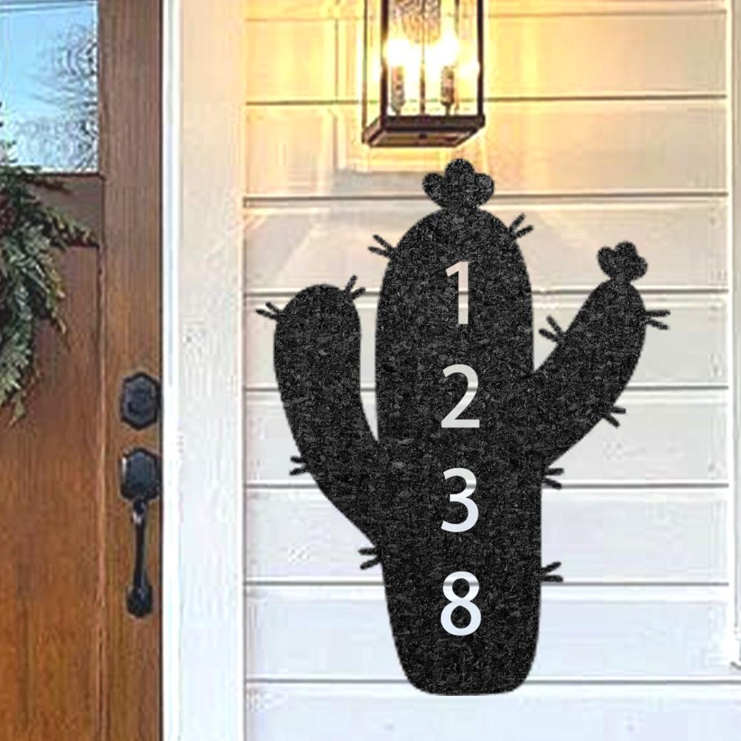 Custom Saguaro Cactus Address Sign, Personalized Cactus Metal Hanging ...