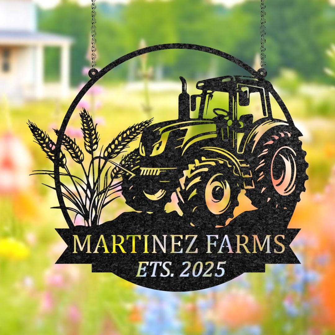 Personalized Tractor Farm Metal Sign, Custom Farm Name Plaque, Rustic ...