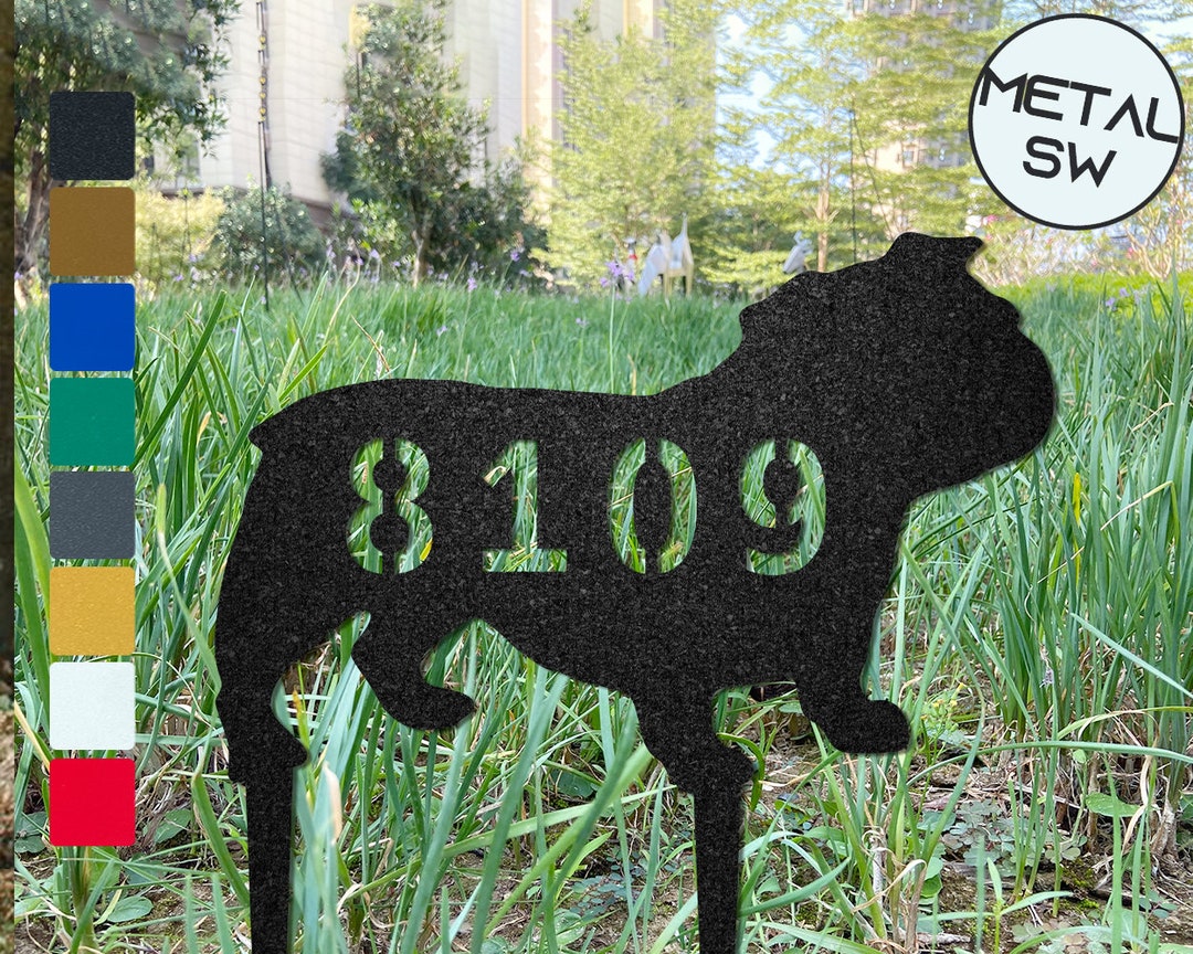 Metal French Bulldog House Number Sign, French Bulldog Name Sign ...
