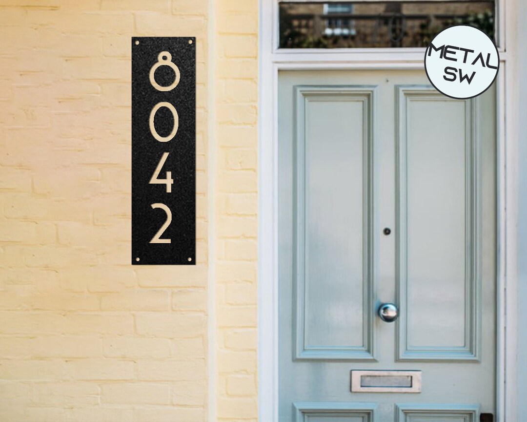 Vertical Address Plaque, Morden House Number Sign, Metal Address Plaque ...