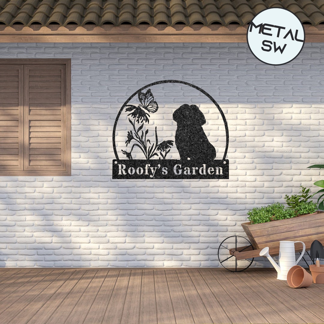 Beautiful Dog Garden Sign for Flowerbed, Personalized Garden Stake ...