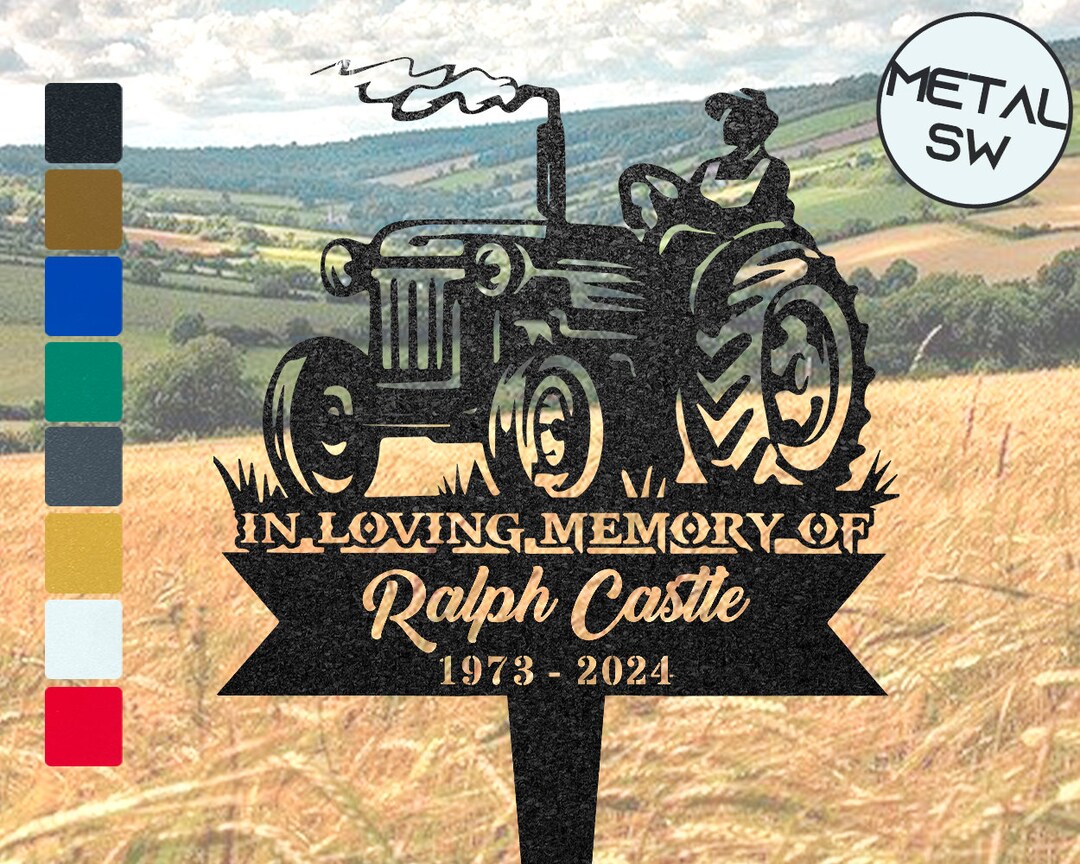Custom Tractor Memorial Plaque Stake, Personalized Farmer Tractor Garve ...
